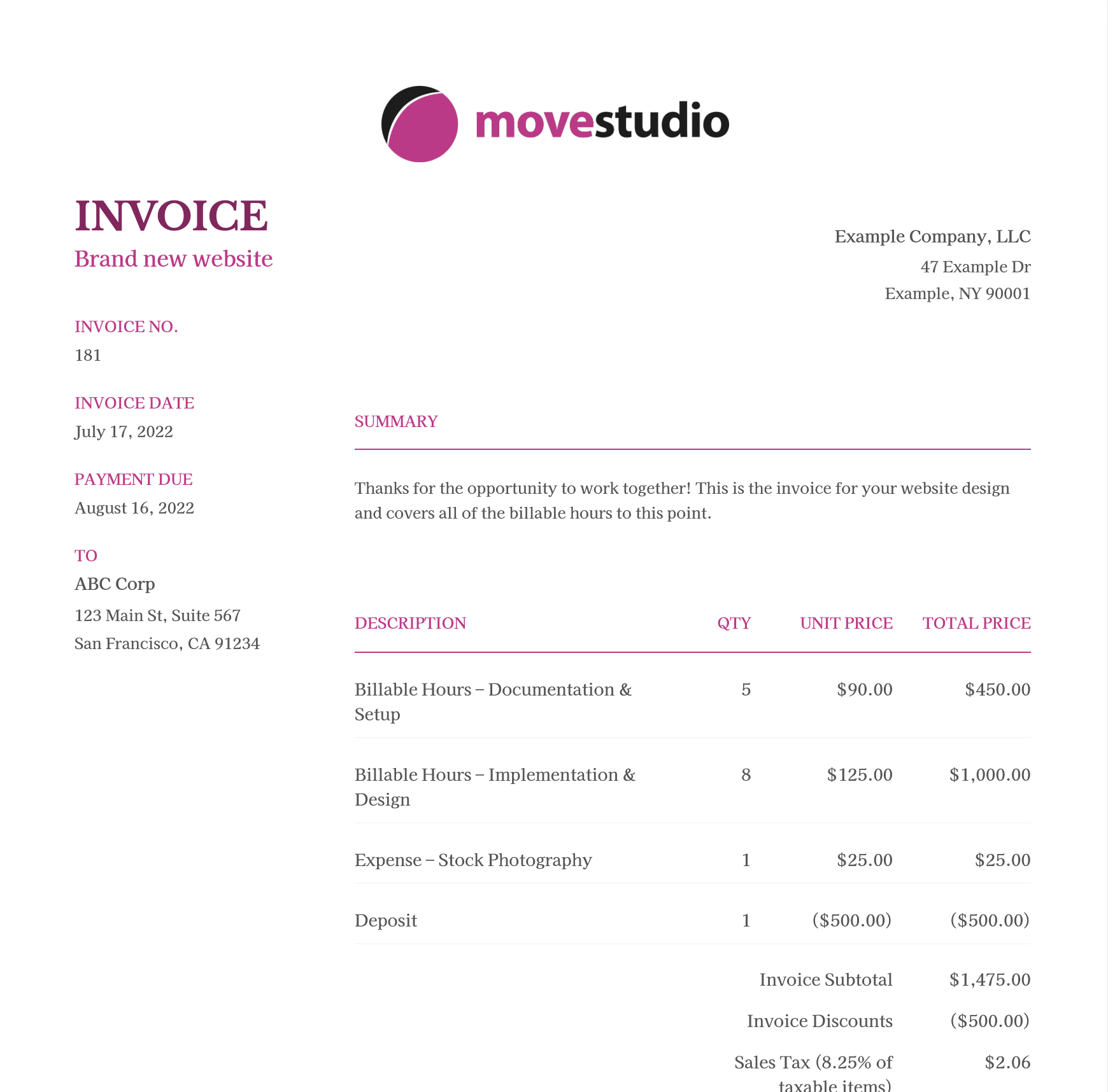 Free Invoice Templates - Customizable with HTML and CSS - Download ...